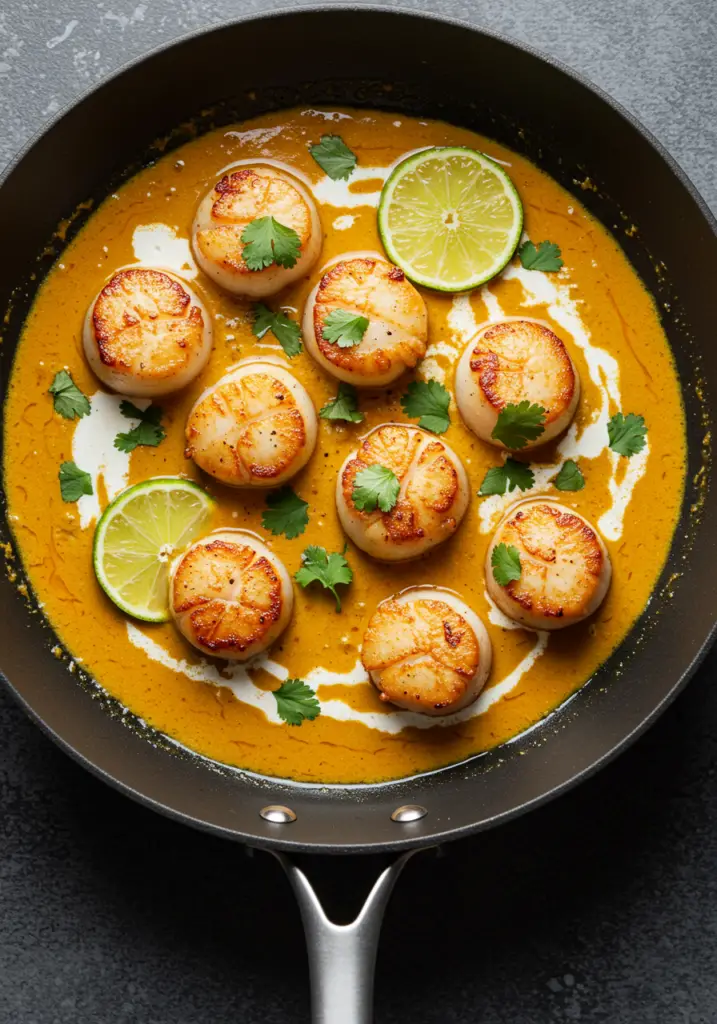 Spicy Coconut Curry Scallops - ELENACOOKING