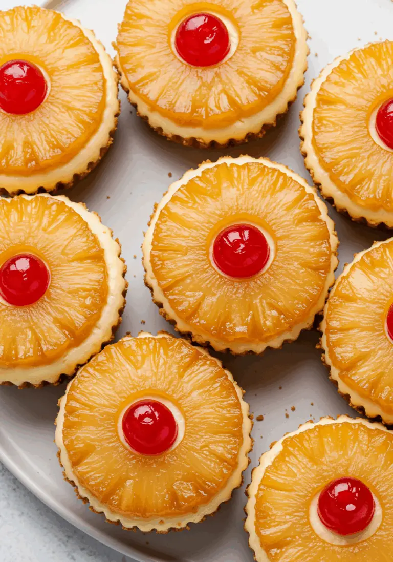 Mini Pineapple Upside Down Cheesecakes