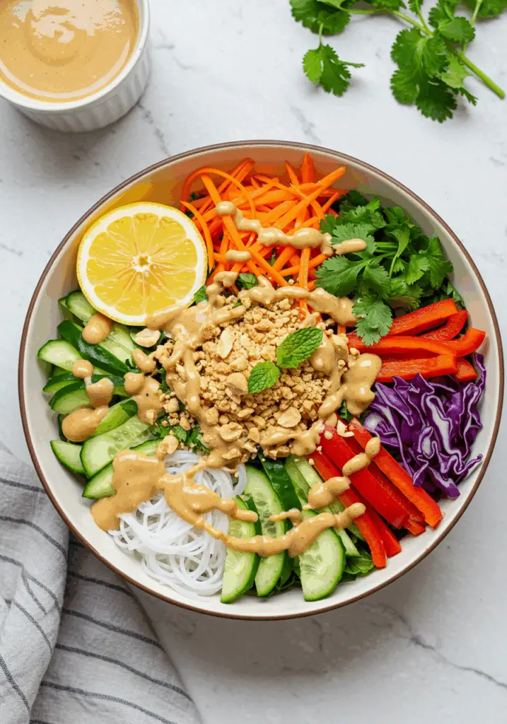 Spring Roll Salad with Peanut Dressing