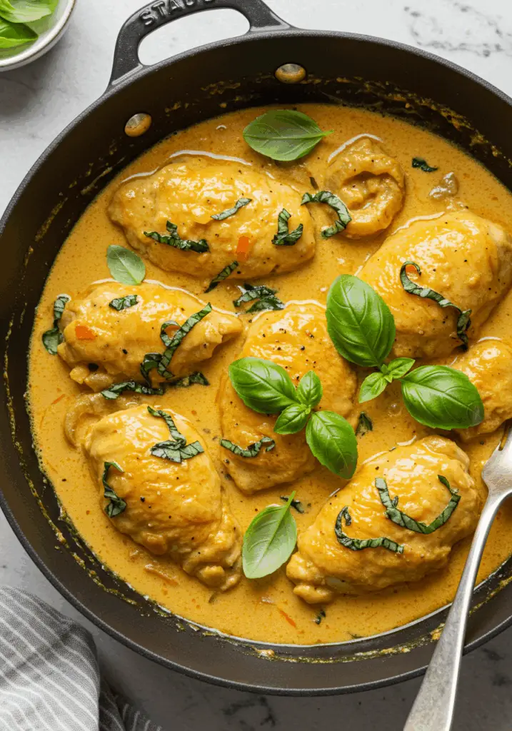 Basil Chicken with Coconut Curry Sauce