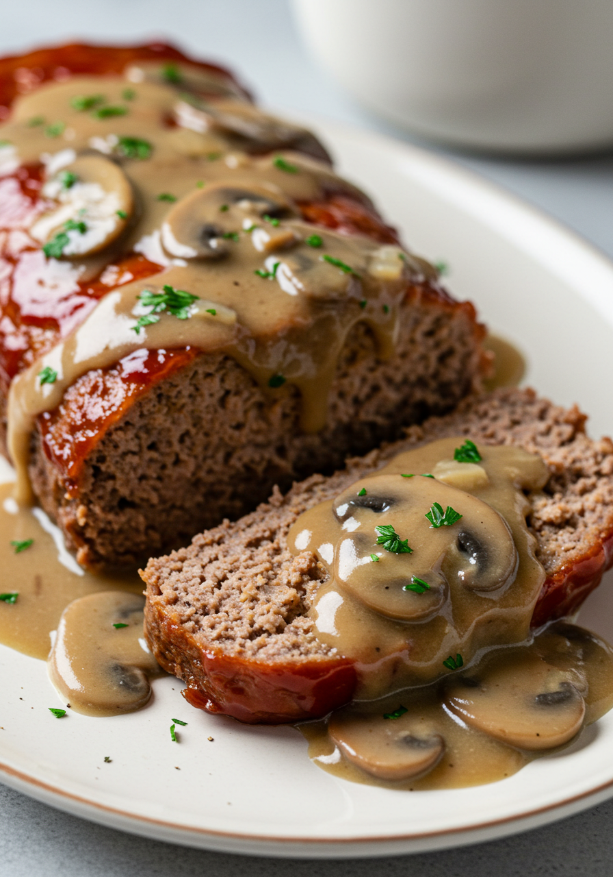 Meatloaf with Mushroom Gravy