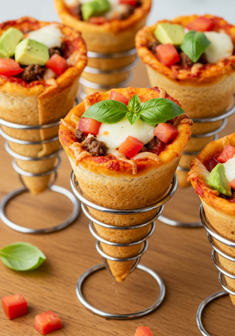Healthy Taco Pizza Cones