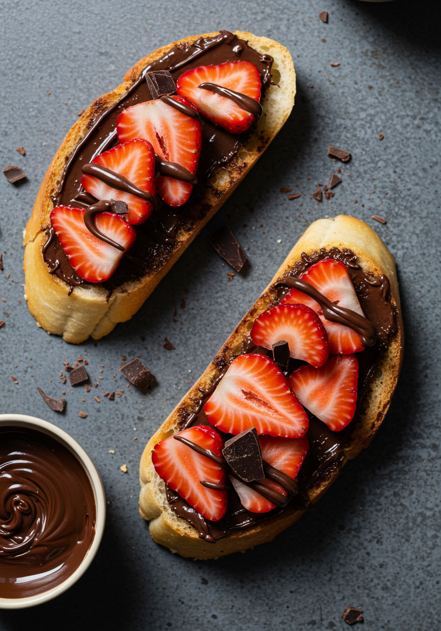 Chocolate Strawberry Bruschetta - ELENACOOKING