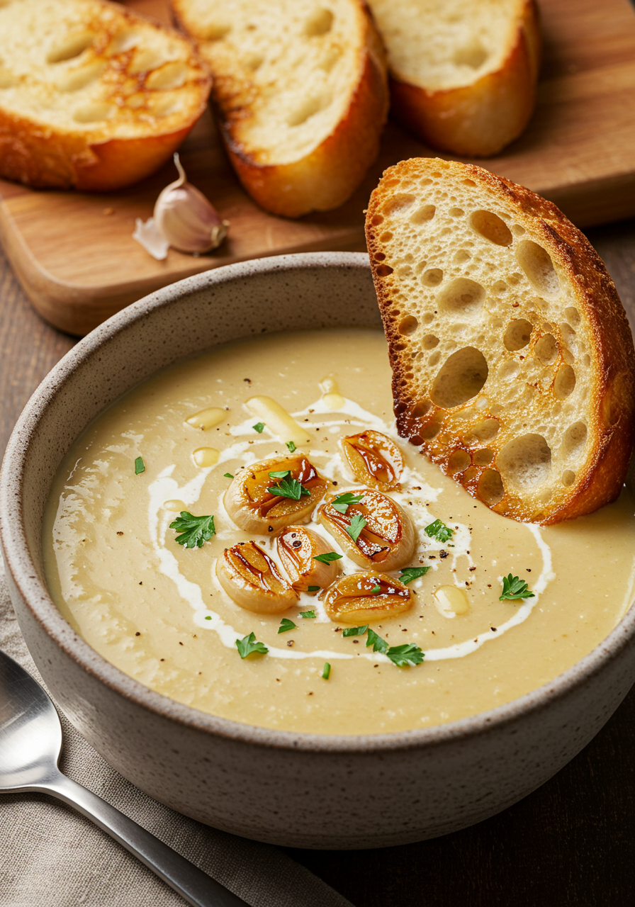 Country French Garlic Soup - ELENACOOKING