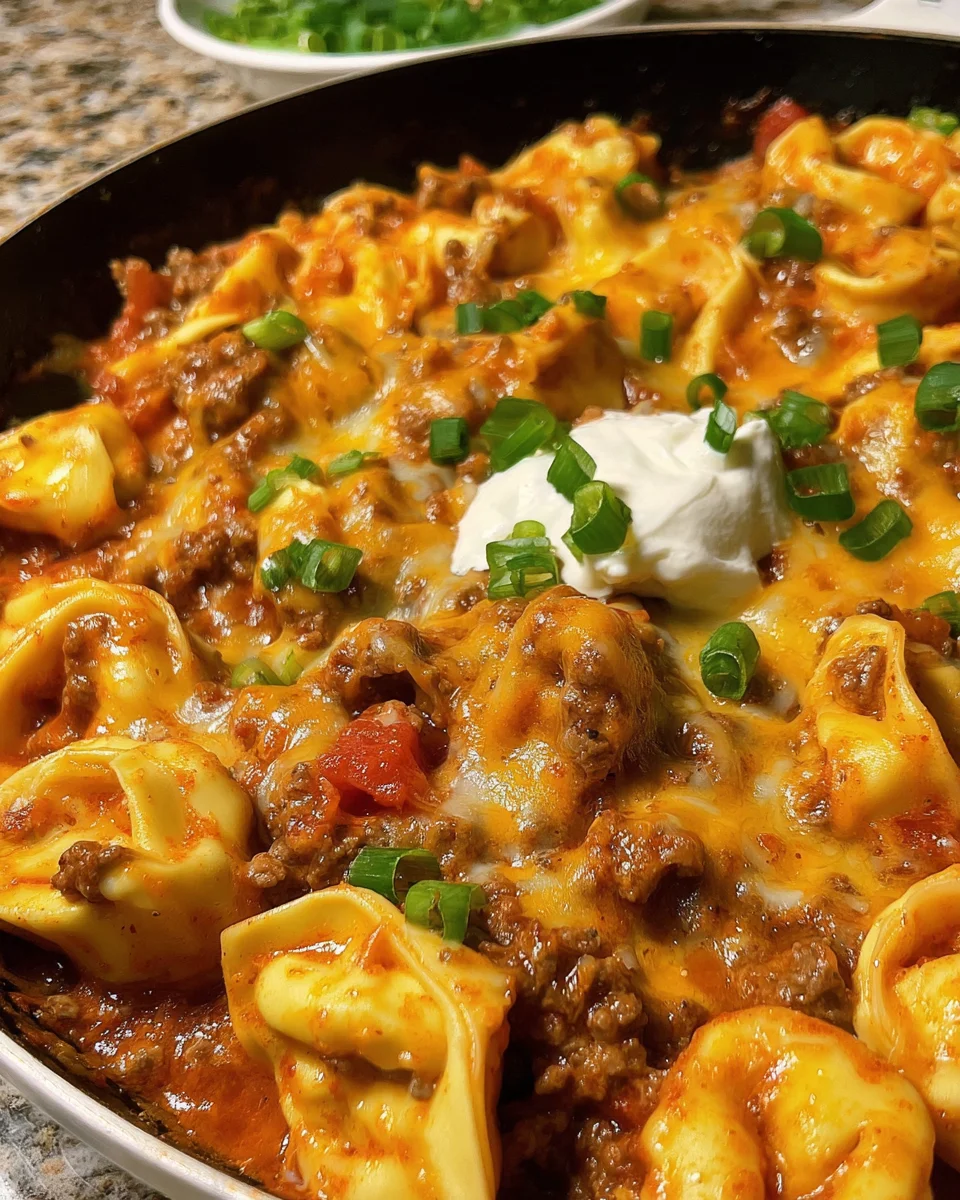 Cheesy Taco Tortellini Skillet