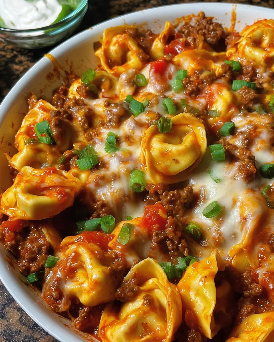Cheesy Taco Tortellini Skillet
