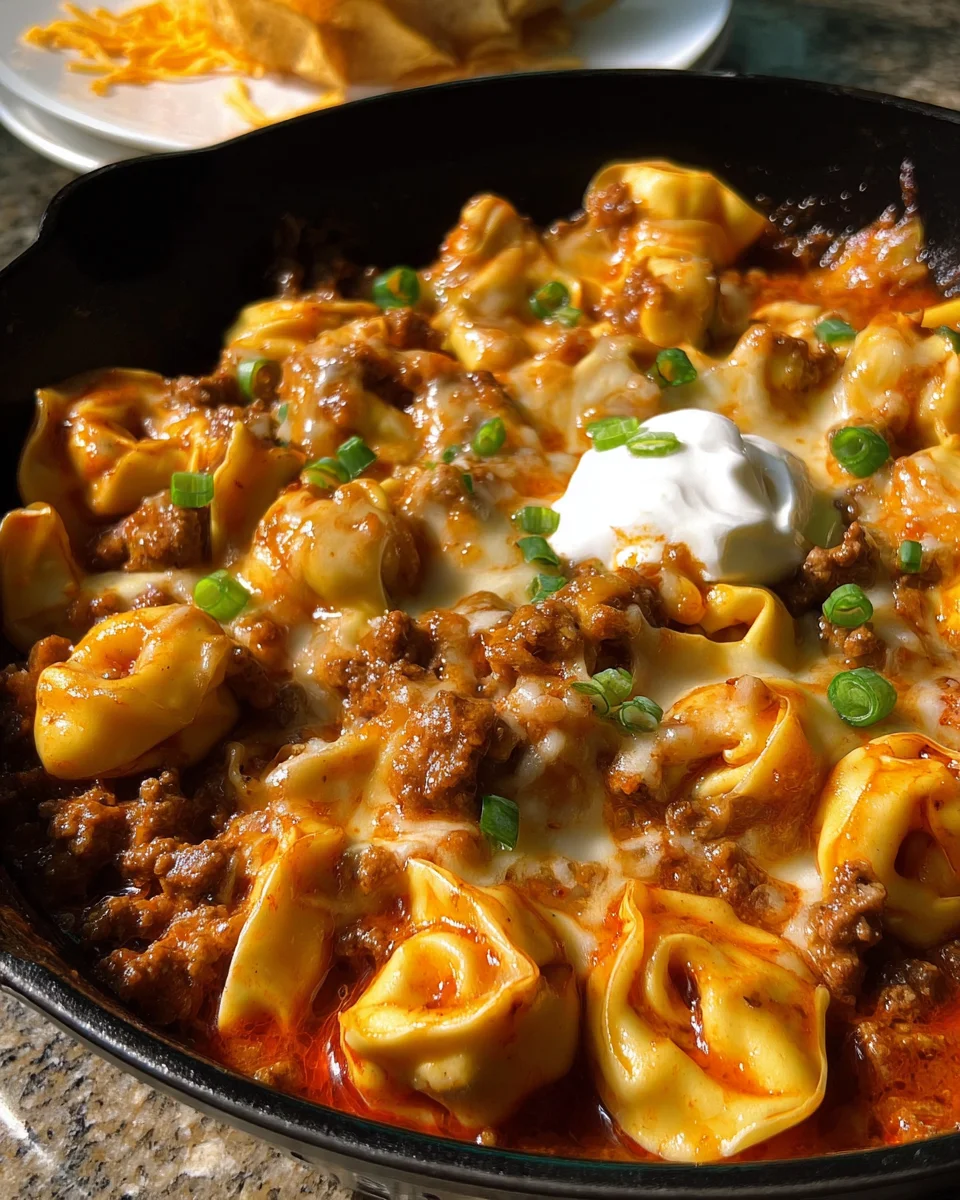 Cheesy Taco Tortellini Skillet