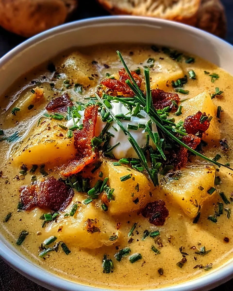 Hearty Cheddar Garlic Herb Potato Soup